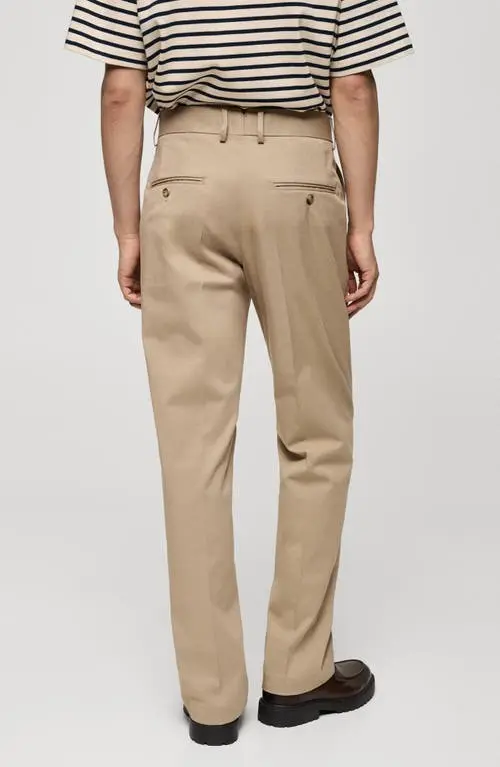 Mango Regular Fit Straight Leg Tencel® & Cotton Trousers - Medium Brown