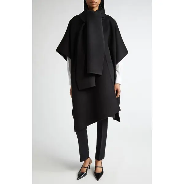 TOTEME Double Face Wool Scarf Coat - Black
