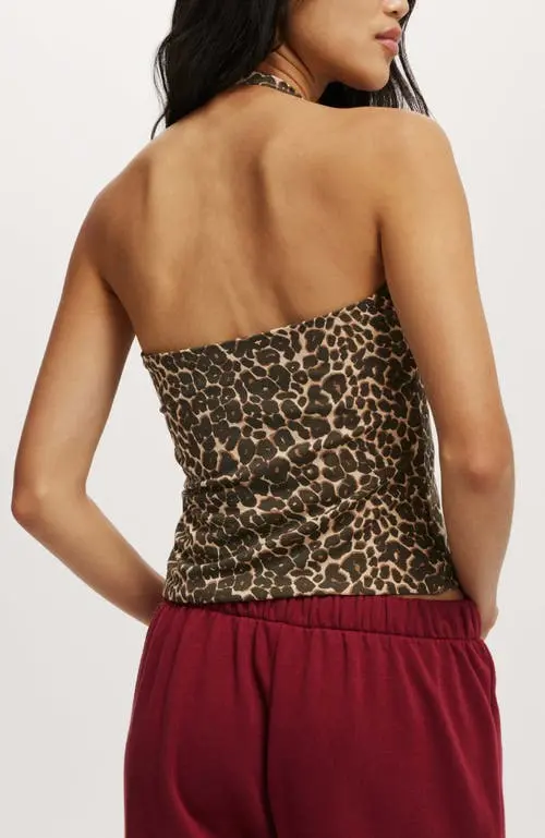COTTON ON V-neck Halter Top - Kate Leopard