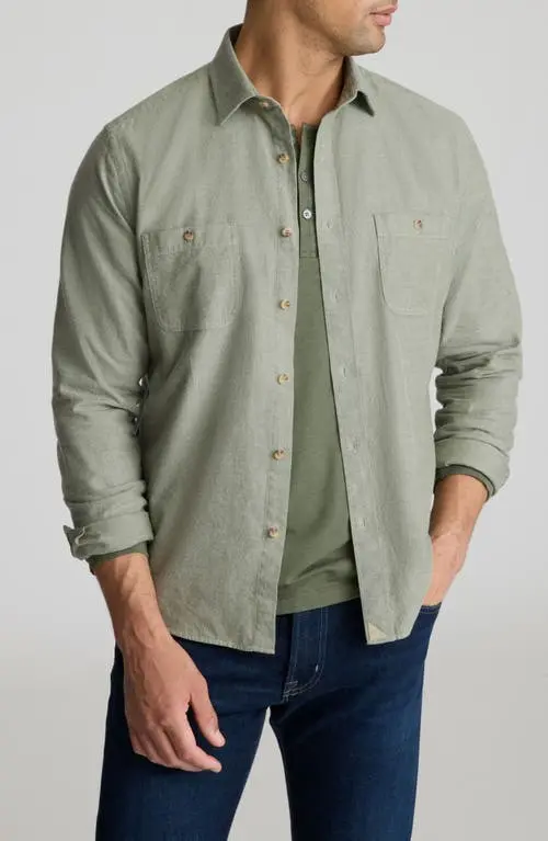 UNTUCKIT Hemsworth Flannel Twill Button-up Shirt - Mid Green