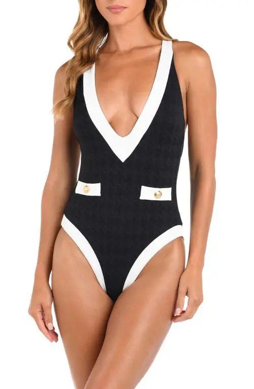 L'Agence Lisa Colorblock Plunge One-piece Swimsuit - Black