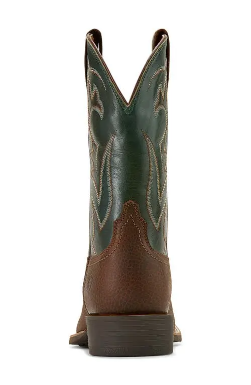 Ariat Sport Outdoor Square Toe Cowboy Boot - Brown Oiled Rowdy/tack Green