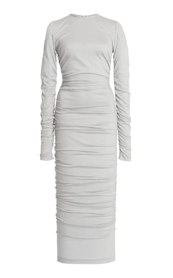 Dolce & Gabbana Ruched Wool Jersey Midi Dress