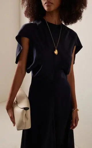 Heirlome Anais Draped Silk Maxi Dress In Navy - 60% Off | Editorialist