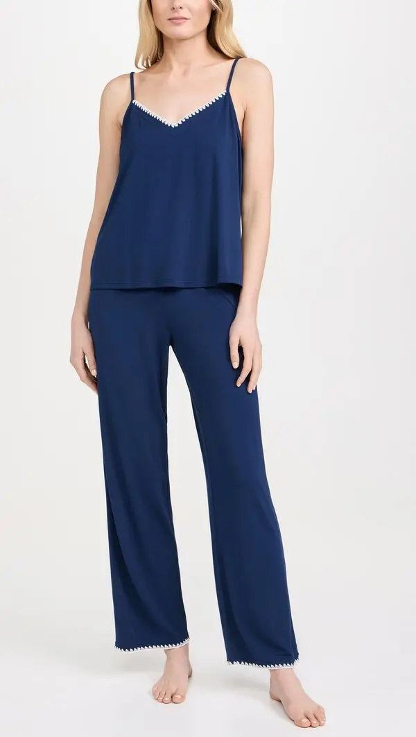 Eberjey Frida Cami And Pants Pajama Set - Navy/ivory