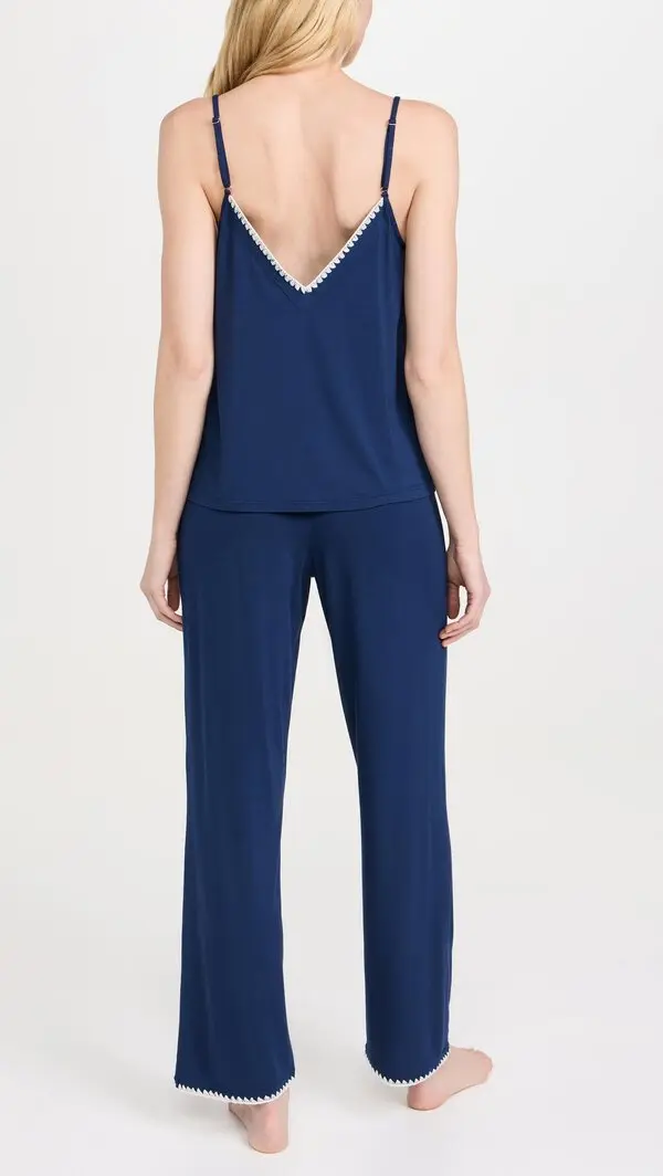 Eberjey Frida Cami And Pants Pajama Set - Navy/ivory