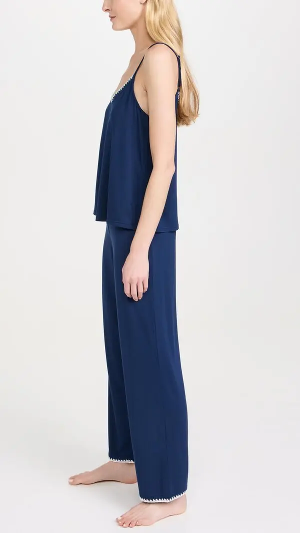 Eberjey Frida Cami And Pants Pajama Set - Navy/ivory