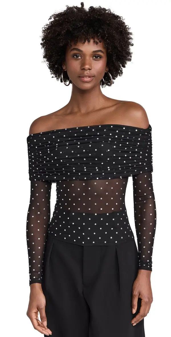 Retrofete Oriana Mesh Top - Black/silver