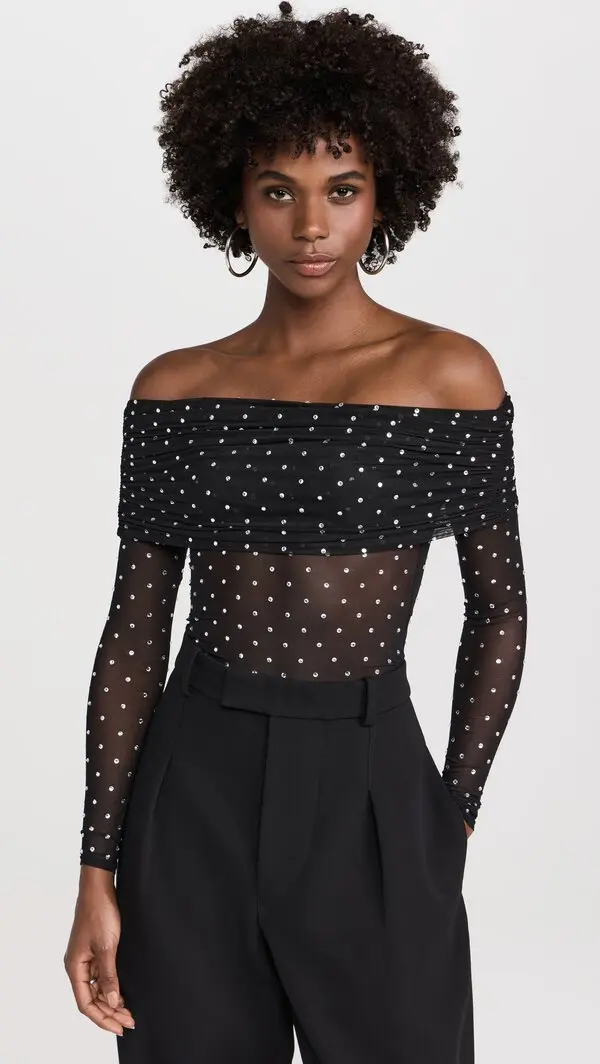Retrofete Oriana Mesh Top - Black/silver