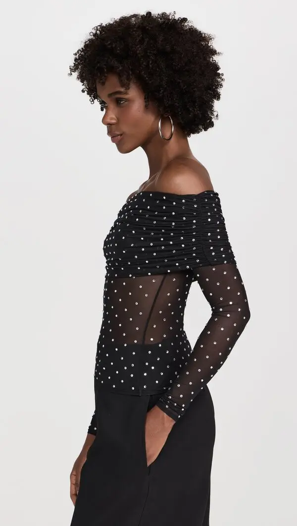 Retrofete Oriana Mesh Top - Black/silver