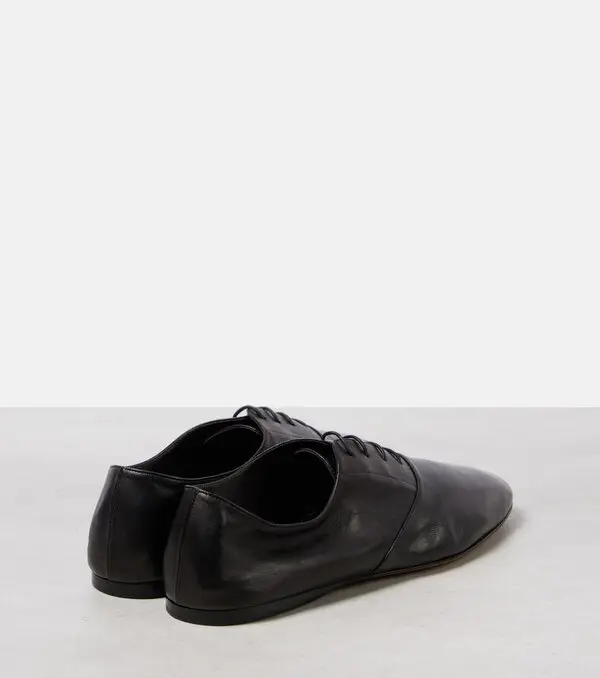 The Row Awar Lace Up Leather Oxford Shoes - Black | Editorialist