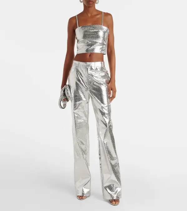 ROTATE BY BIRGER CHRISTENSEN Metallic High-rise Straight Pants