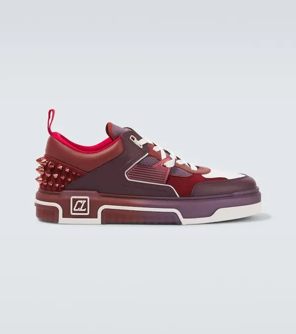 CHRISTIAN LOUBOUTIN Astroloubi Embellished Leather Sneakers - Brown