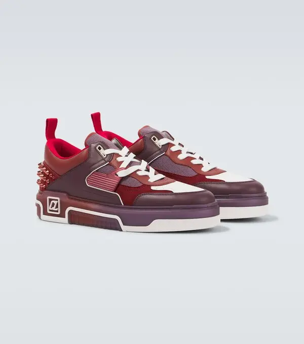 CHRISTIAN LOUBOUTIN Astroloubi Embellished Leather Sneakers - Brown