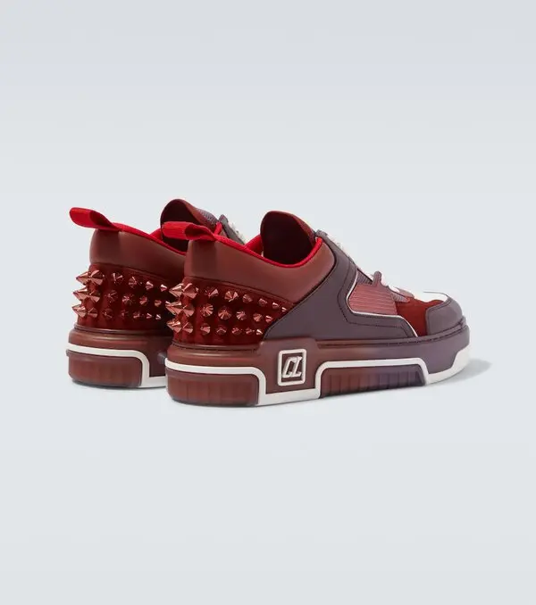 CHRISTIAN LOUBOUTIN Astroloubi Embellished Leather Sneakers - Brown