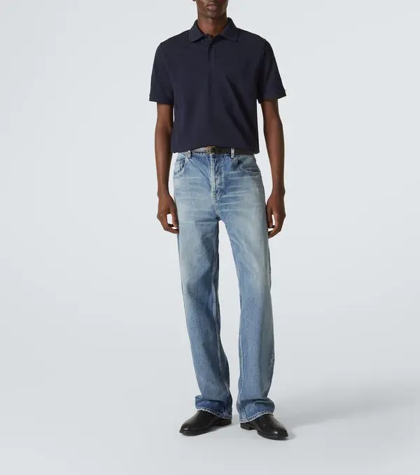 Saint Laurent Cotton-blend Polo Shirt - Blue