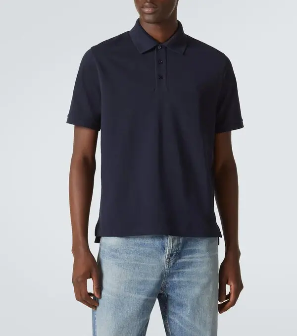 Saint Laurent Cotton-blend Polo Shirt - Blue