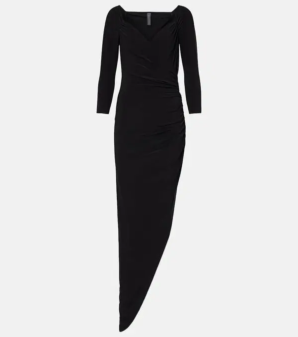 Norma Kamali Asymmetrical Off-the-shoulder Gown
