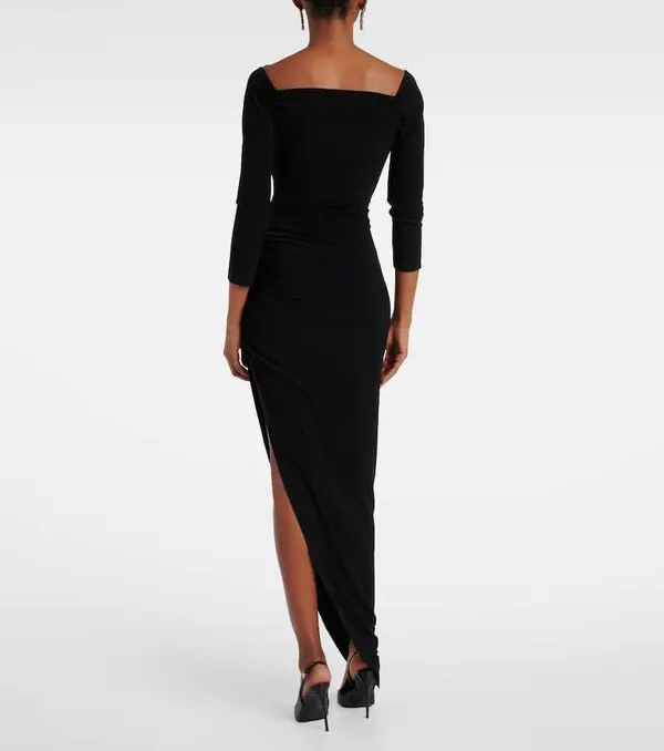 Norma Kamali Asymmetrical Off-the-shoulder Gown