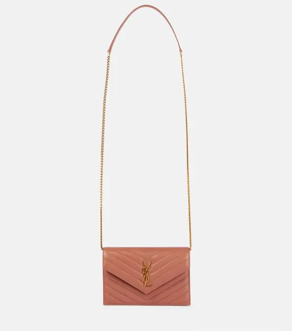 Saint Laurent Cassandre Matelassé Leather Wallet On Chain - Pink