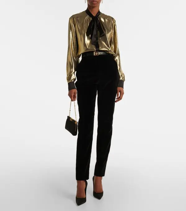 Dolce & Gabbana Tie-neck Lamé Blouse