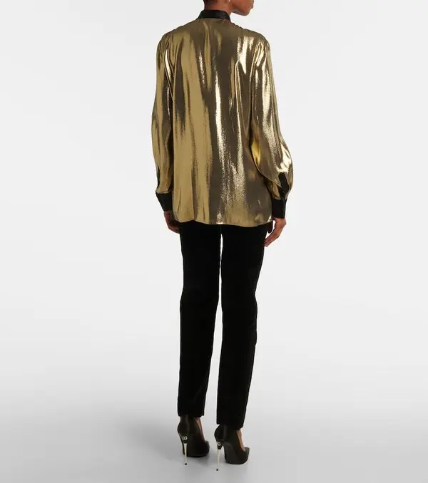 Dolce & Gabbana Tie-neck Lamé Blouse
