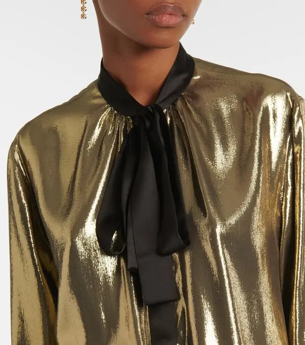 Dolce & Gabbana Tie-neck Lamé Blouse