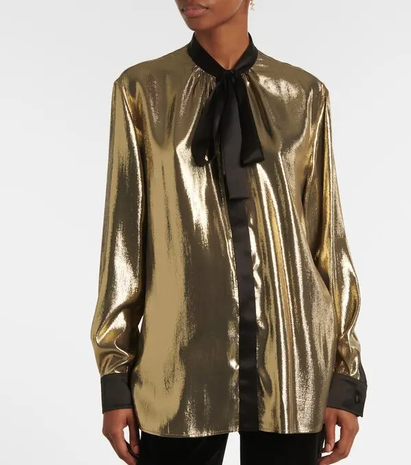 Dolce & Gabbana Tie-neck Lamé Blouse