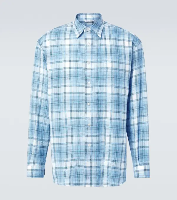 Auralee Airy Checked Wool Shirt
