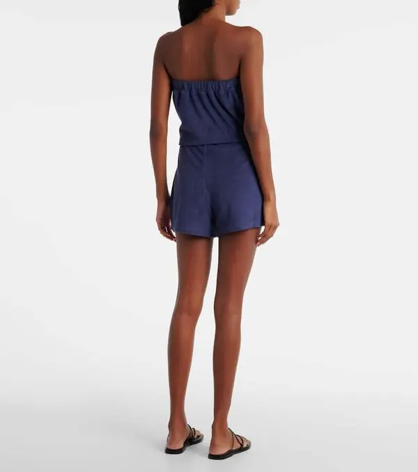 Melissa Odabash Naomi Cotton-blend Terry Romper - Blue