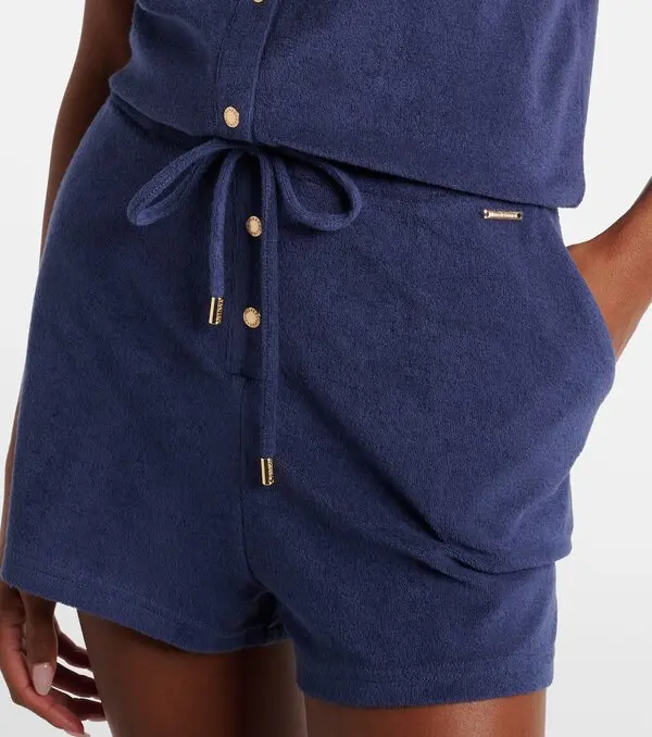 Melissa Odabash Naomi Cotton-blend Terry Romper - Blue