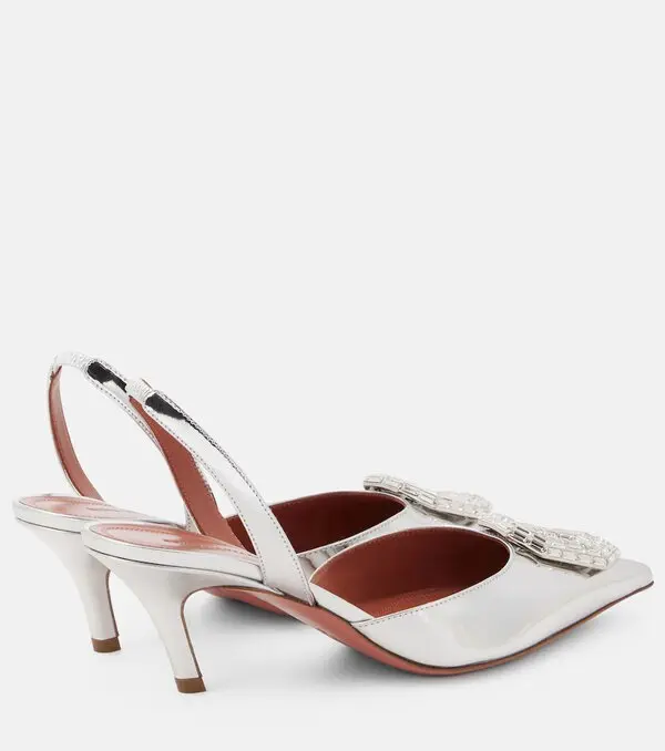 Amina Muaddi Camelia 60 Slingback Pumps - Silver