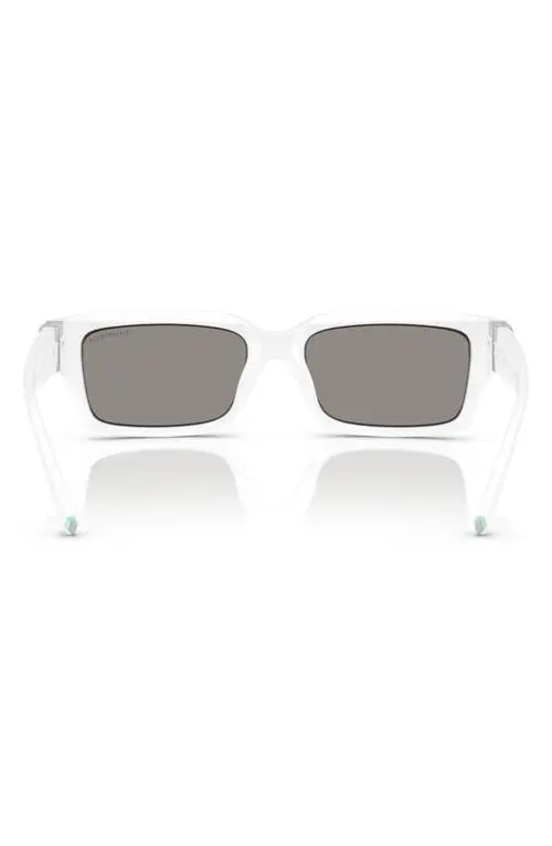 Tiffany & Co. 56mm Rectangular Sunglasses - White/ Silver Mirror