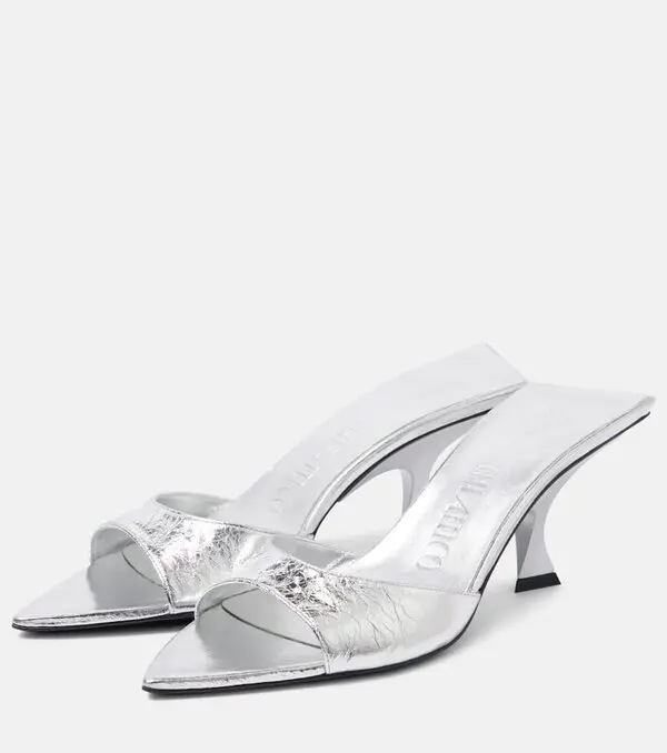 Attico Bes 65 Metallic Leather Mules