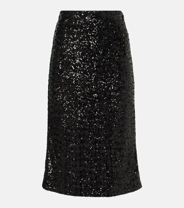 Dolce & Gabbana Sequined Midi Skirt - Black