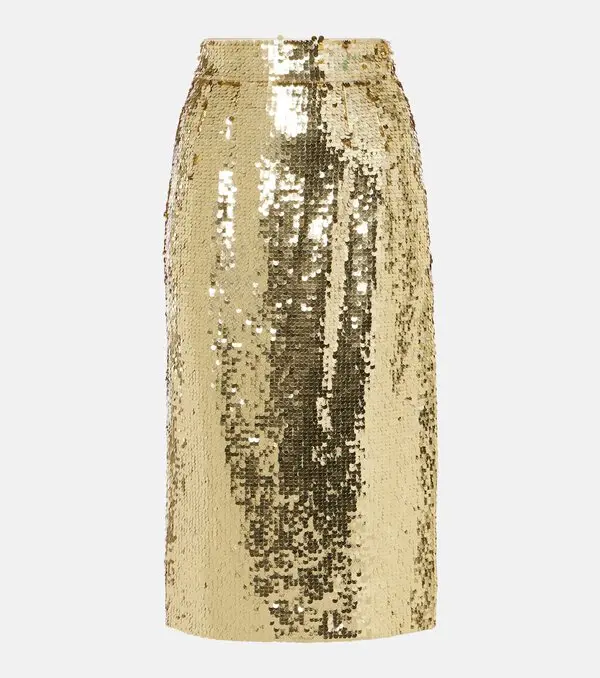 Dolce & Gabbana Sequined Midi Skirt - Gold
