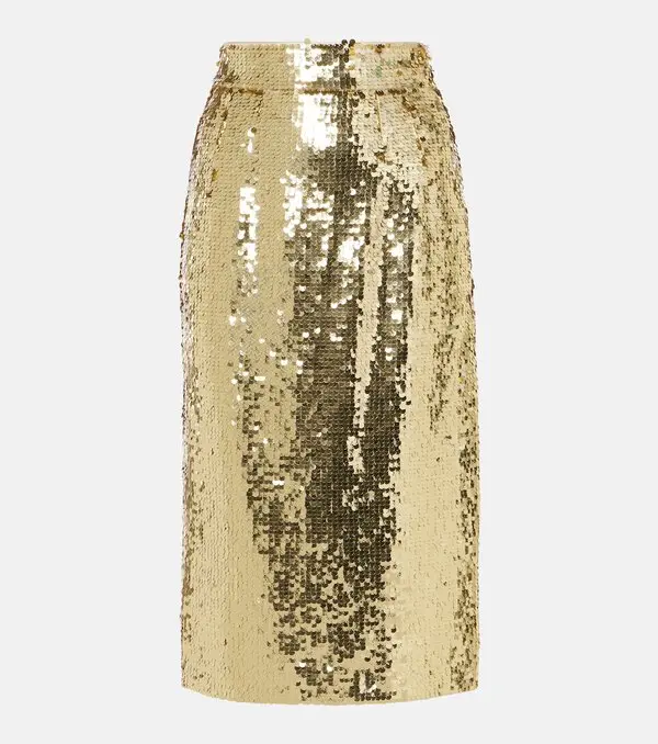 Dolce & Gabbana Sequined Midi Skirt - Gold