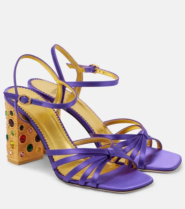 Valentino Garavani Embellished Satin Sandals - Purple