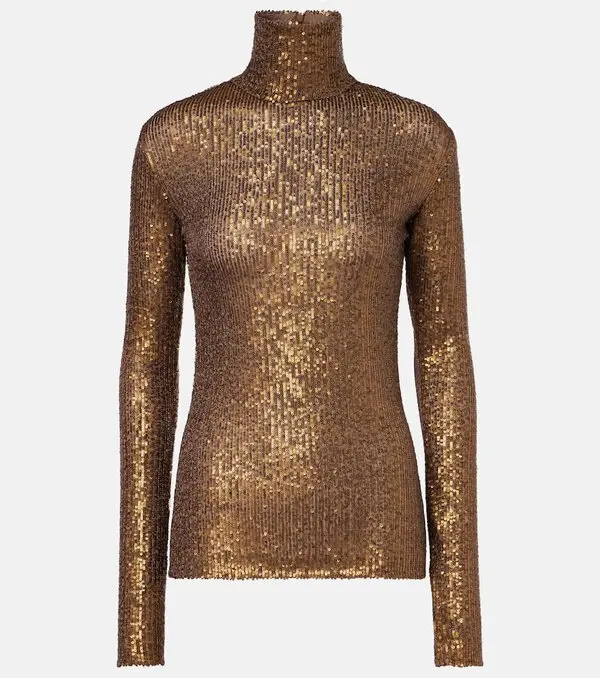 Norma Kamali Sequined Turtleneck Top