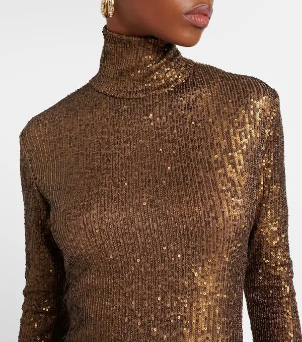 Norma Kamali Sequined Turtleneck Top