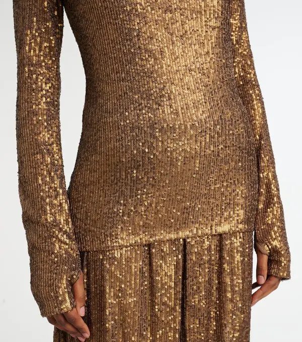 Norma Kamali Sequined Turtleneck Top