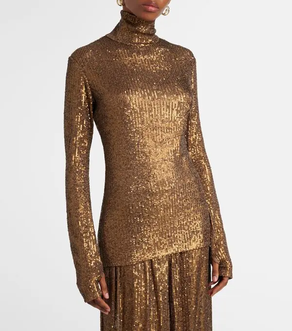 Norma Kamali Sequined Turtleneck Top