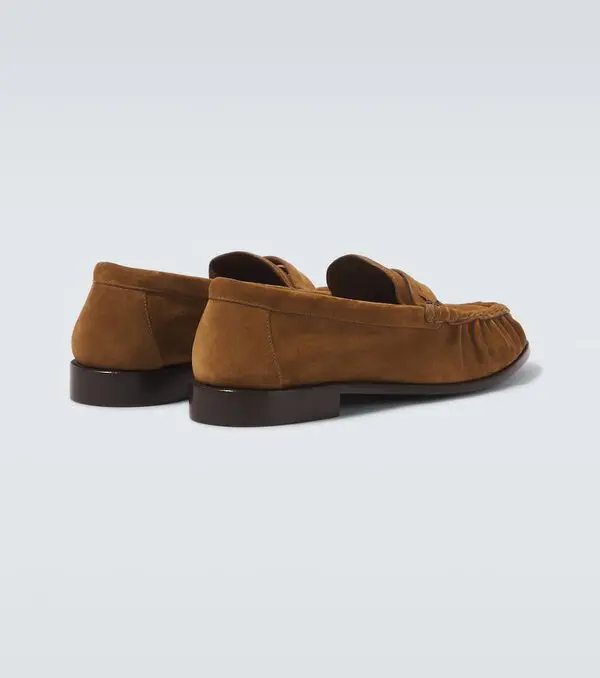 Saint Laurent Le Loafer Suede Penny Loafers - Brown