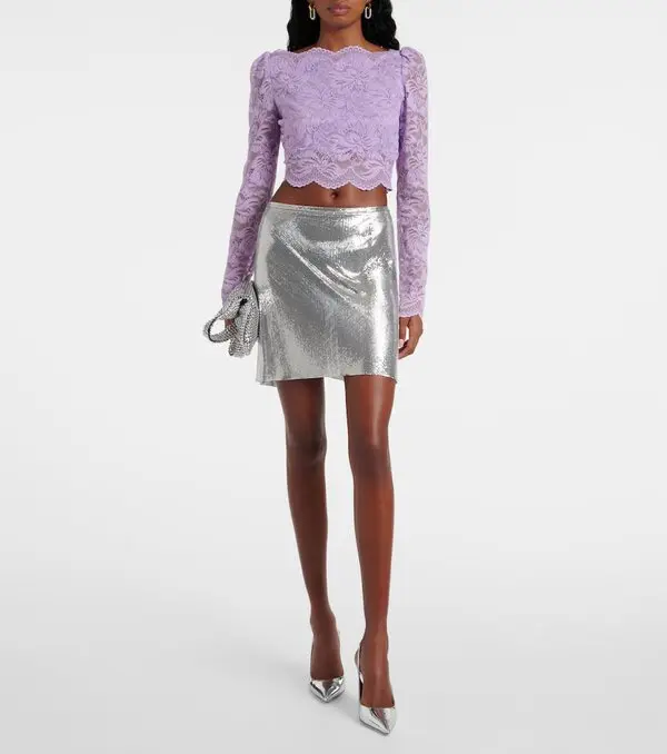 Rabanne Floral Lace Top - Purple