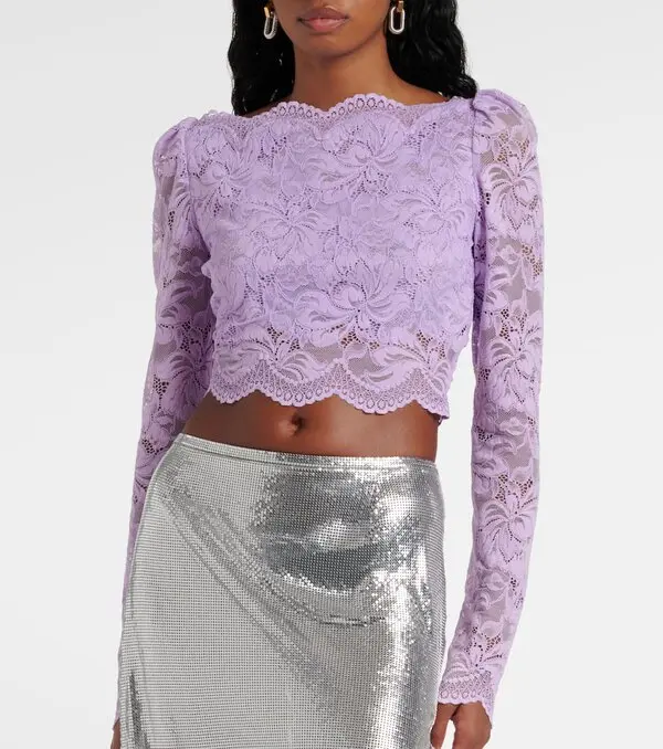 Rabanne Floral Lace Top - Purple