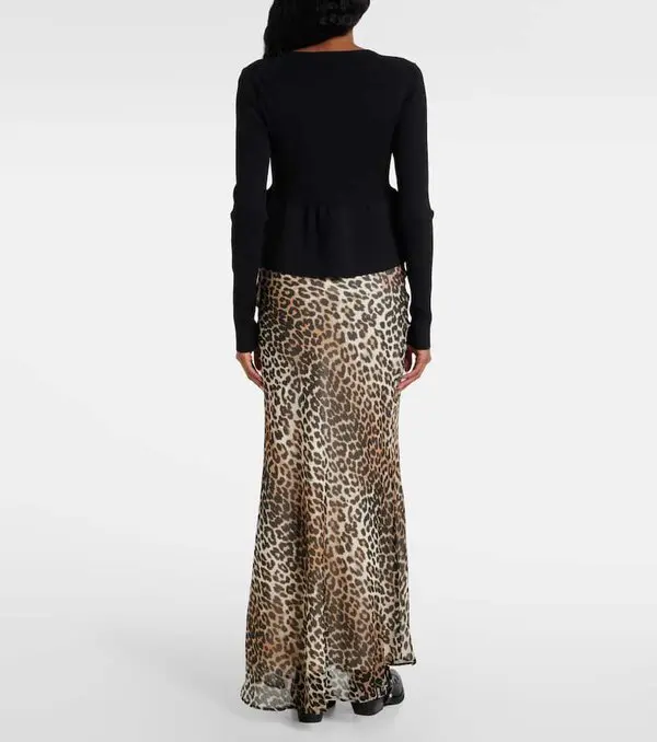 GANNI Ruffled Ribbed-knit Top