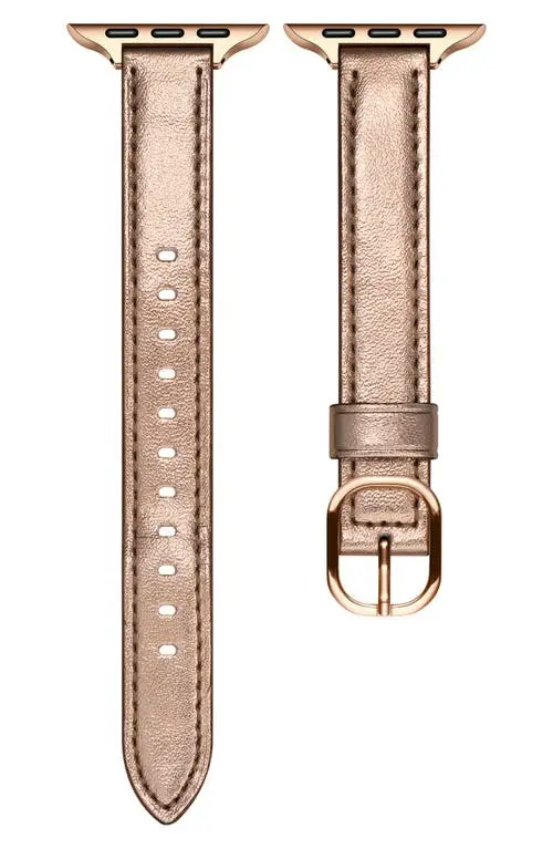 POSH TECH Carmen Metallic Leather Apple Watch® Band - Rose Gold