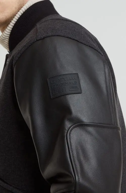 G-star Raw Wool Blend & Leather Varsity Jacket
