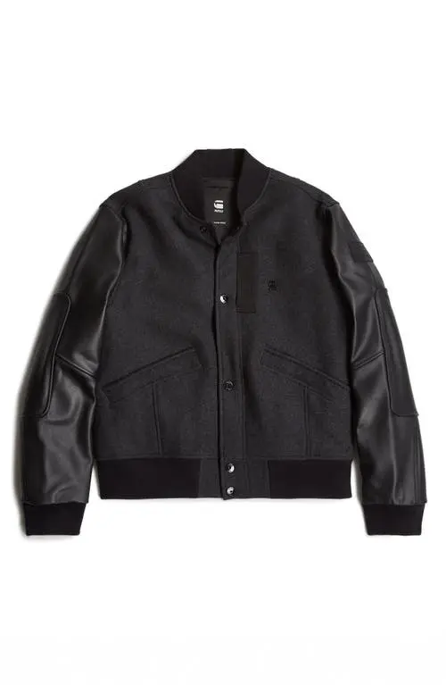 G-star Raw Wool Blend & Leather Varsity Jacket
