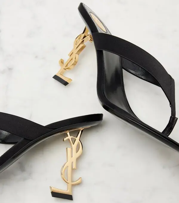 Saint Laurent Opyum 85 Satin Crêpe Mules - Black
